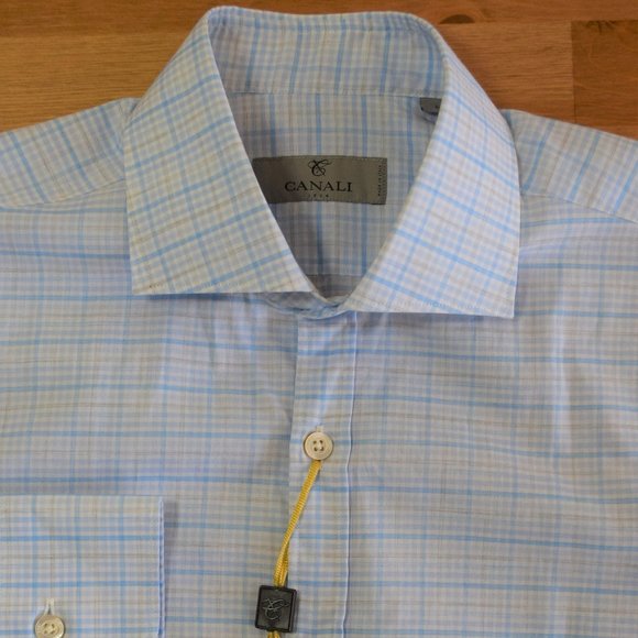 Canali | Shirts | New With Tag Canali Dress Shirt Blue White Gingham ...